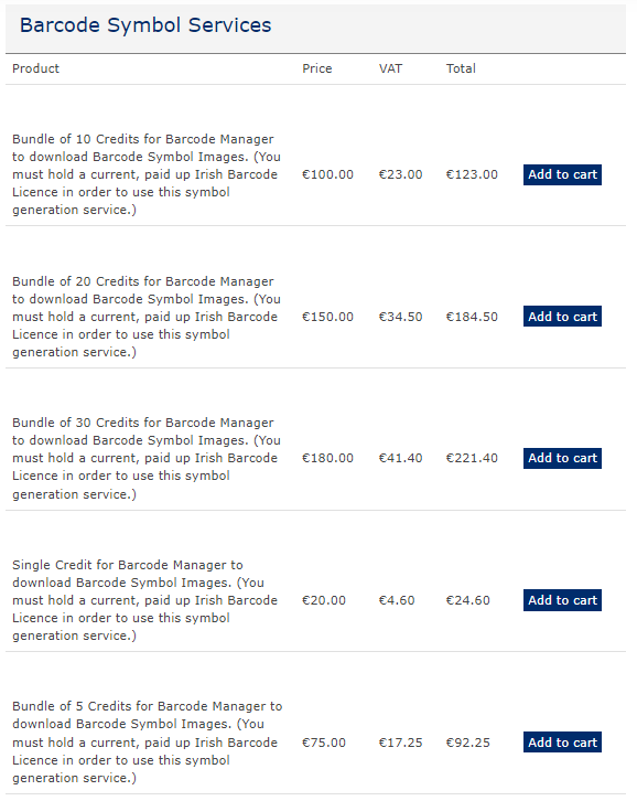 How do I purchase Barcode Symbol Credits?