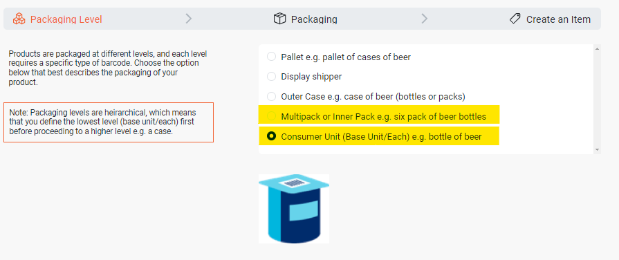 What Packaging Level and Type should I choose for my product?